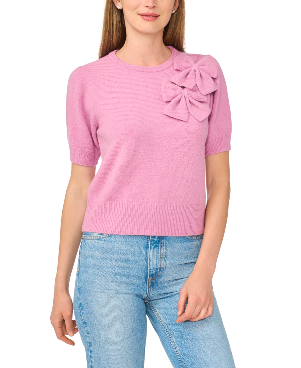Click here for CeCe Womens Ribbon Crewneck Short-Sleeve Sweater -... prices