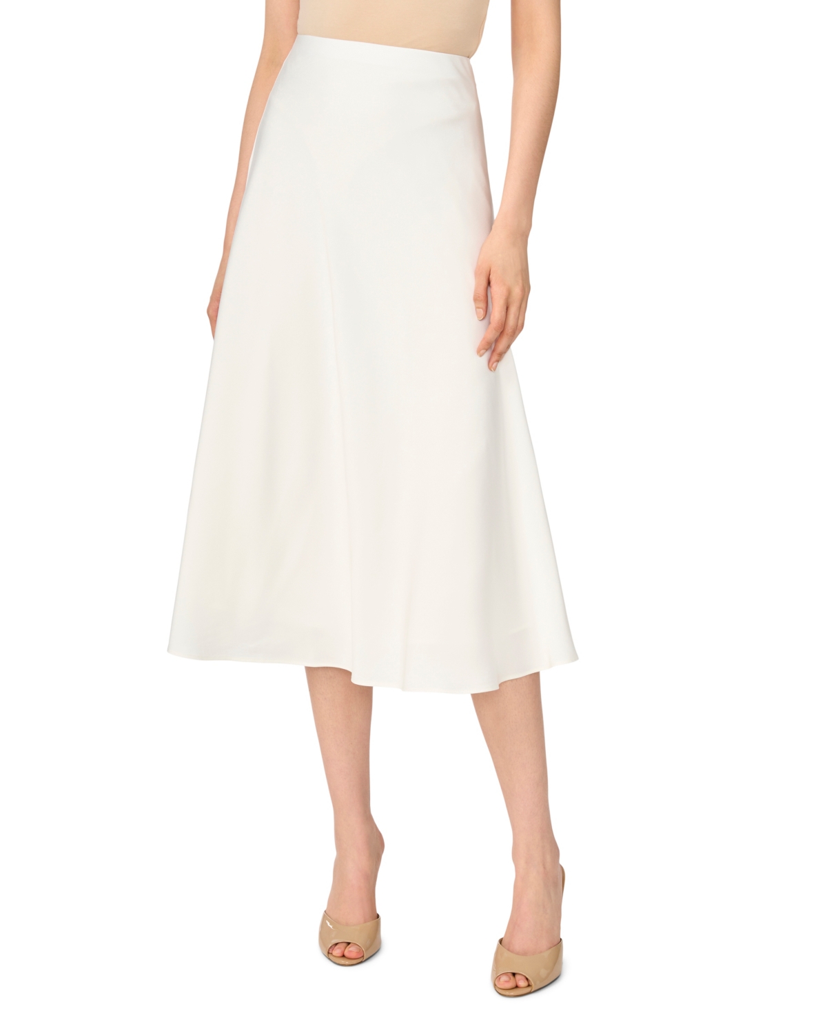 Click here for CeCe Womens A-line Side-Zip Satin Midi Skirt - New... prices