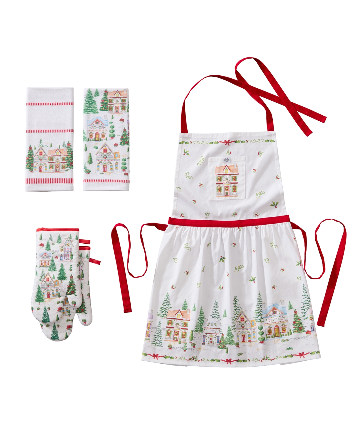 Click here for Elrene Holiday Kitchen Towel  Apron & Oven Mittens... prices