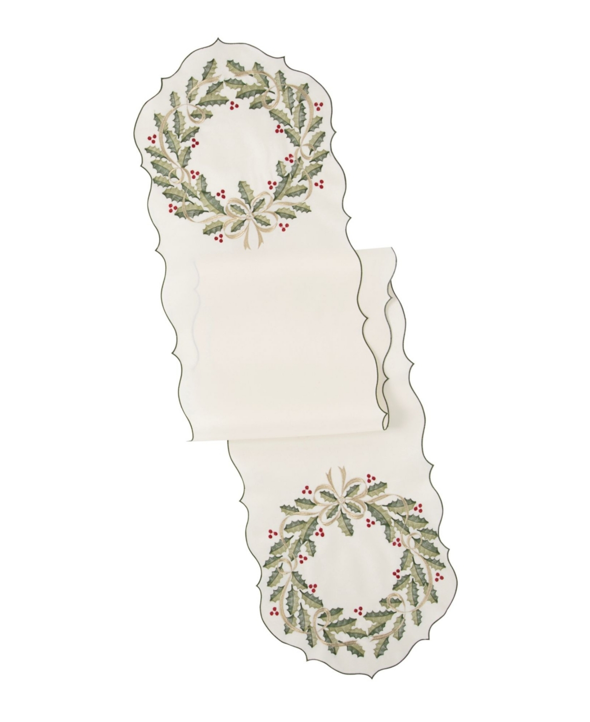 Click here for Lenox Holiday Nouveau Wreath Scalloped Table Runne... prices