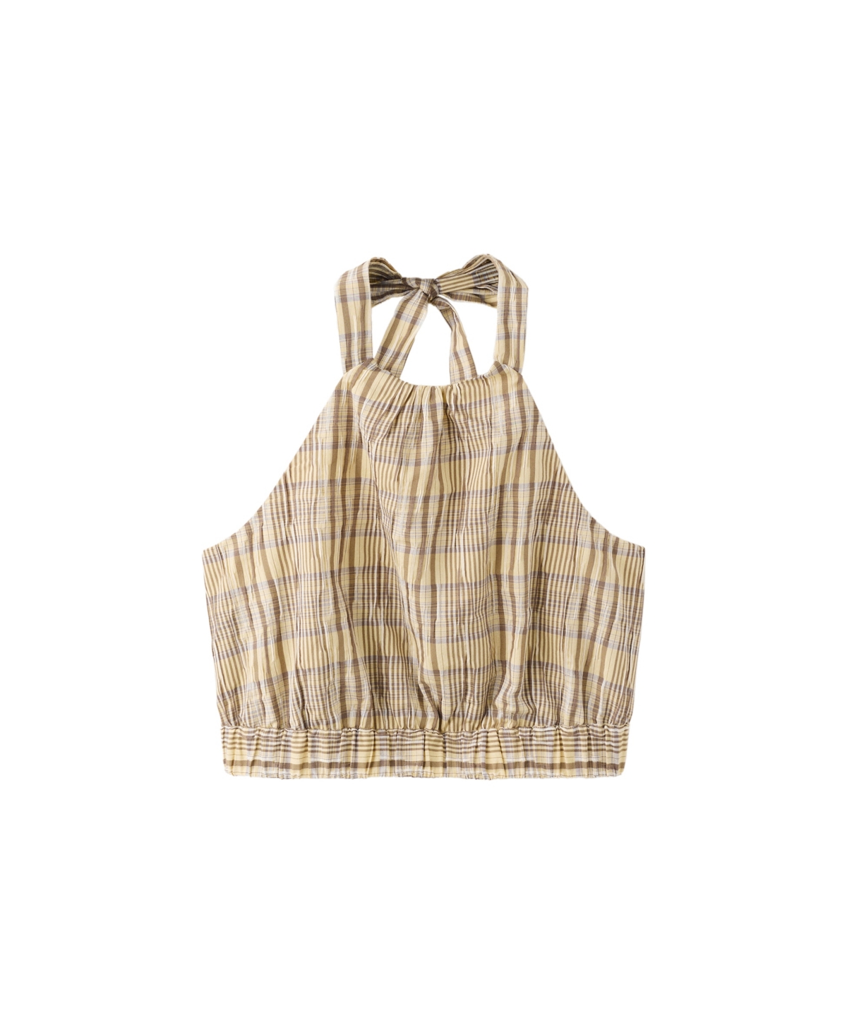 Click here for Mango Womens Plaid Halter Top - Brown prices