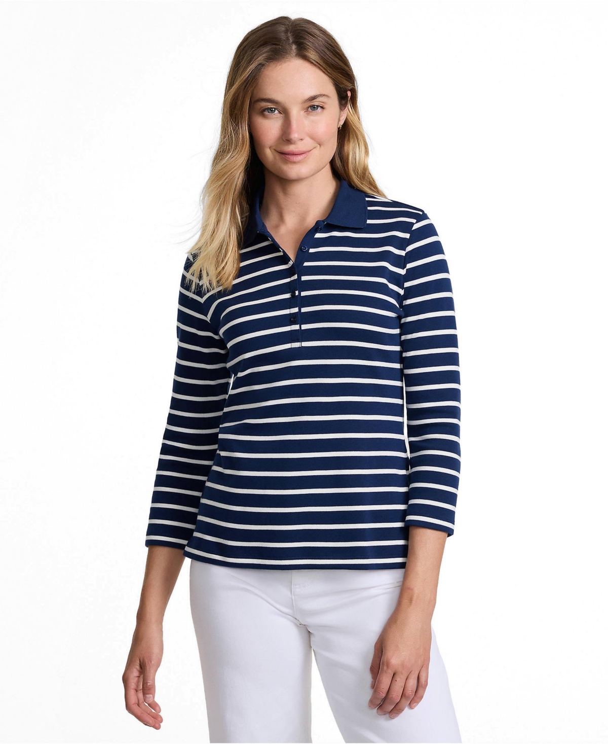 Click here for Lands End Womens Petite 3/4 Sleeve Supima Cotton P... prices