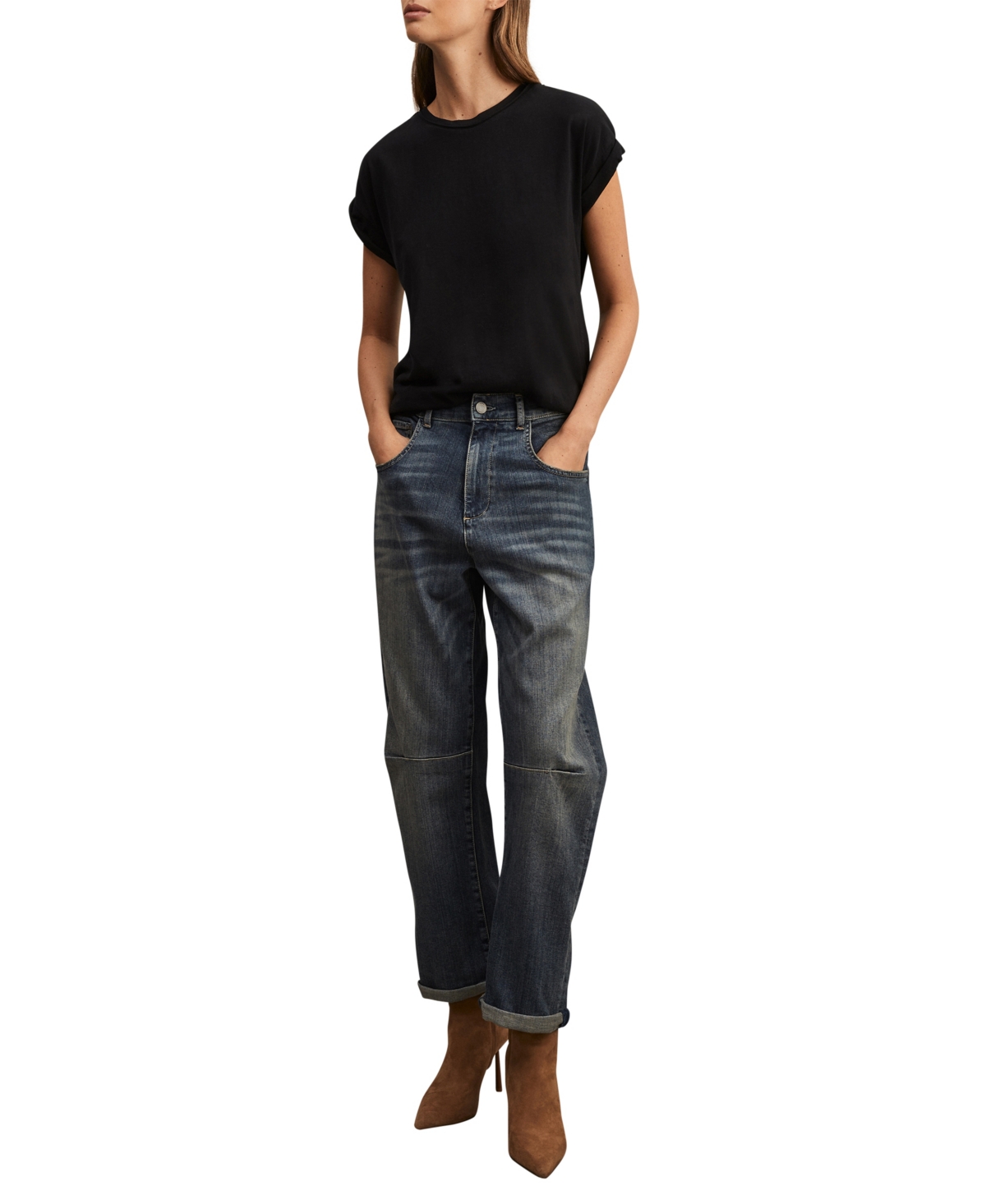 Click here for Reiss Womens Cotton-Jersey Crew Neck T-Shirt - Bla... prices