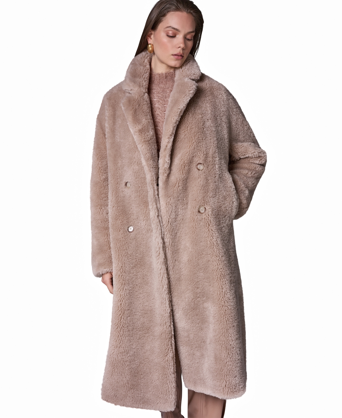 Click here for Donna Karan New York Womens Faux Fur Coat - Light... prices