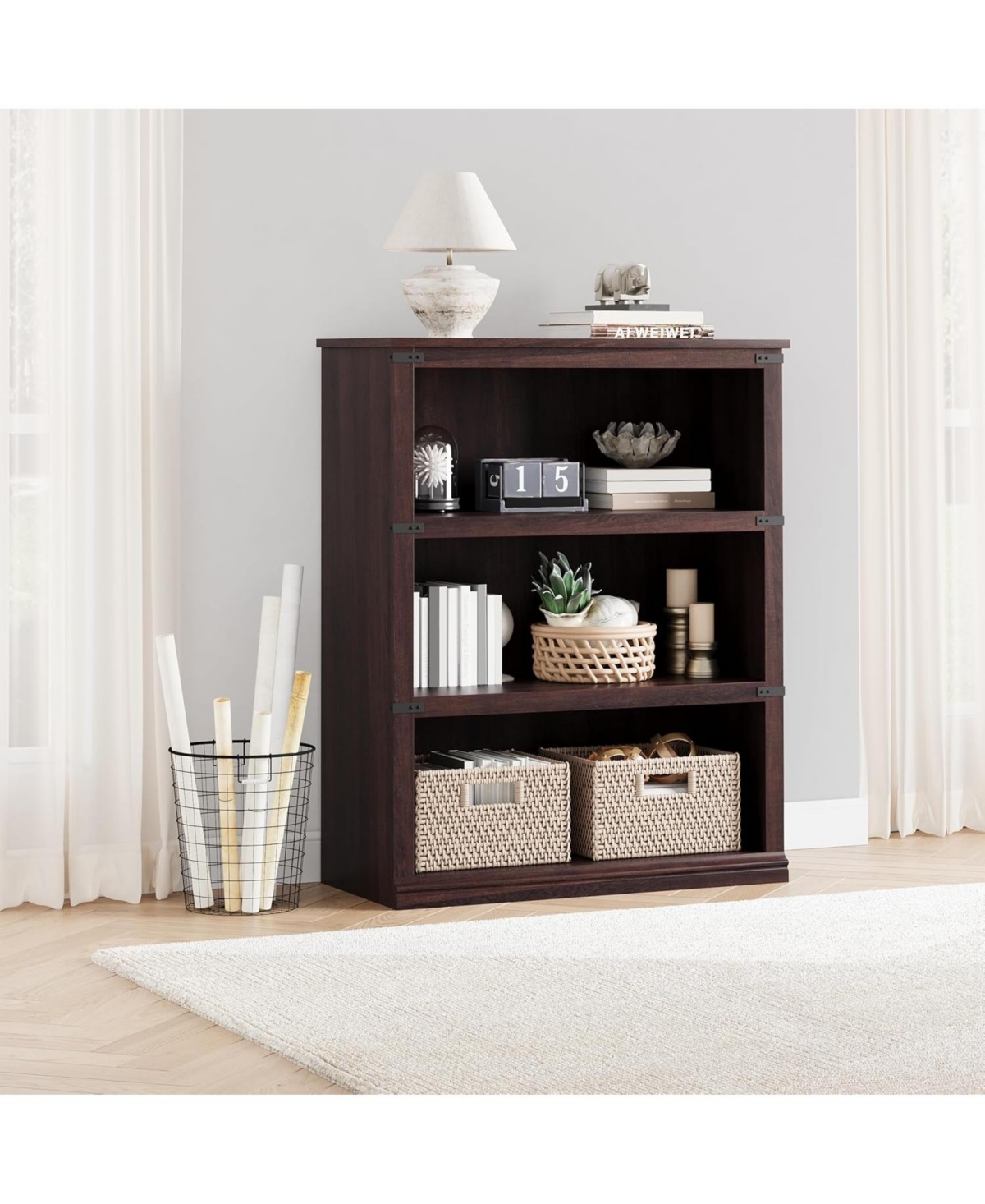Click here for homfan 3-Tier Farmhouse Wooden Bookcase  Tall Open... prices