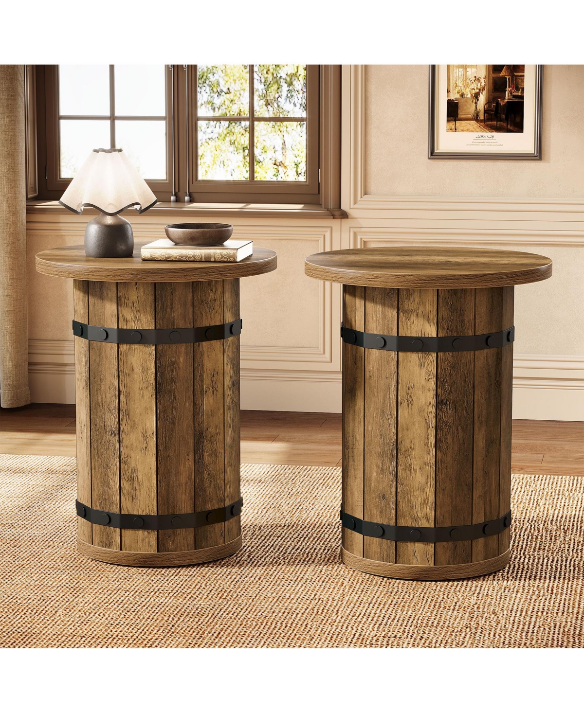 Click here for Tribesigns Round End Table Set of 2  Industrial Si... prices