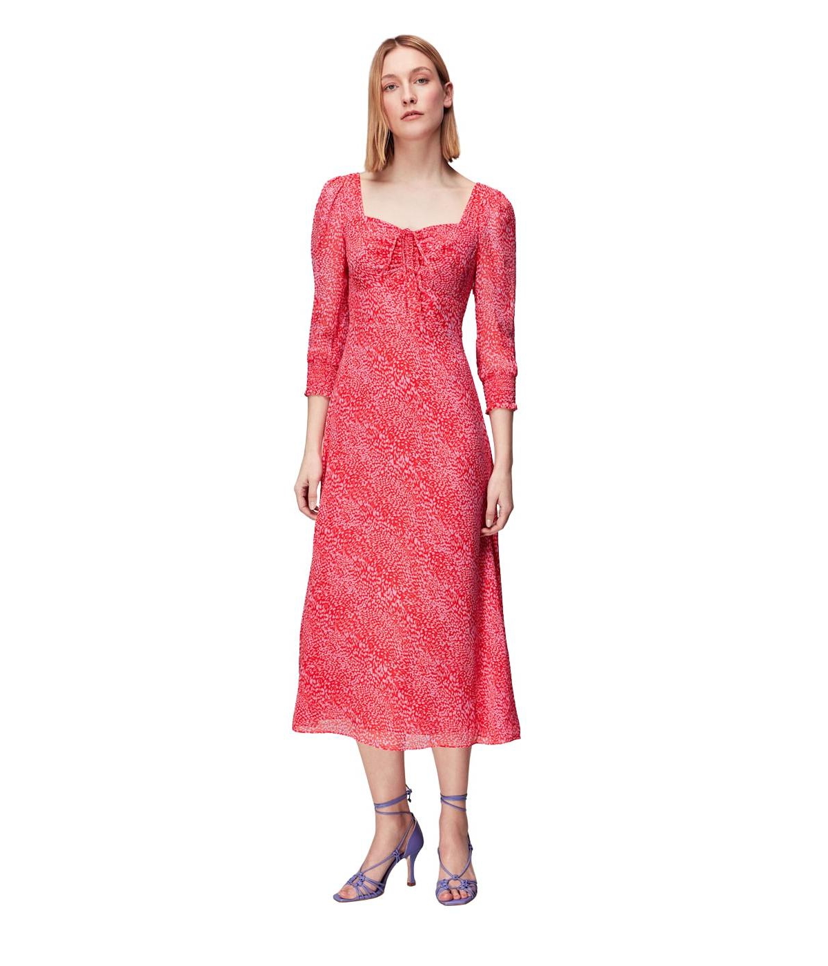 Click here for Whistles Womens Diagonal Leopard Midi Dress - Pink... prices