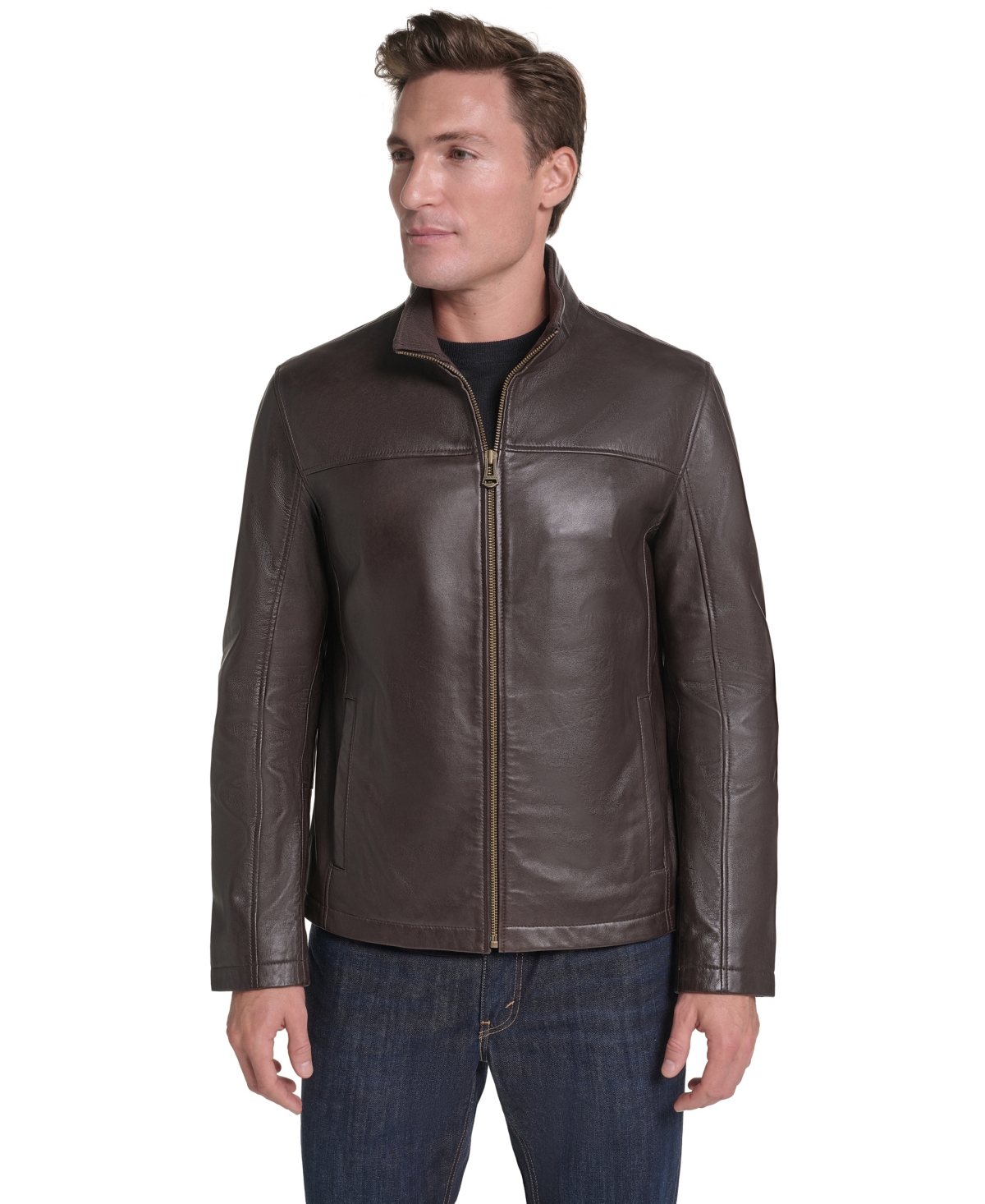 Click here for Cole Haan Mens Leather Convertible Collared Jacket... prices