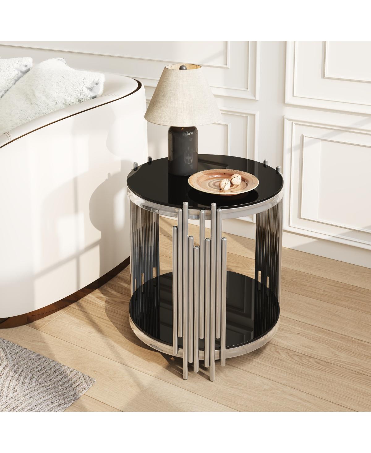 Click here for Streamdale Furniture 19.7 2-Tier Round Glass End T... prices