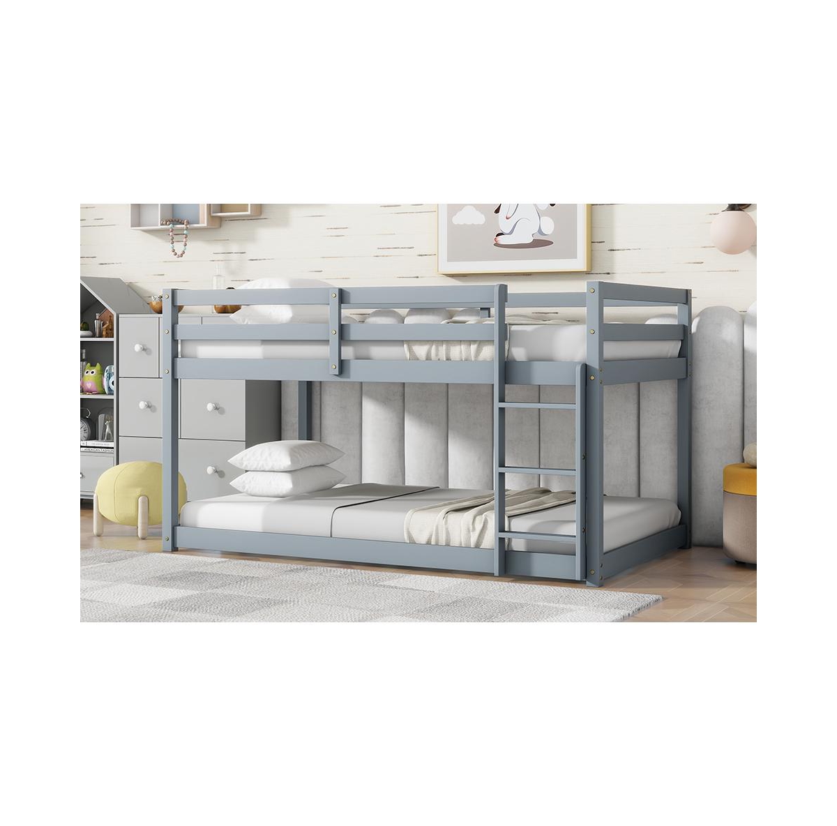 Click here for Sailvan Twin over Twin Floor Bunk Bed with Ladder... prices