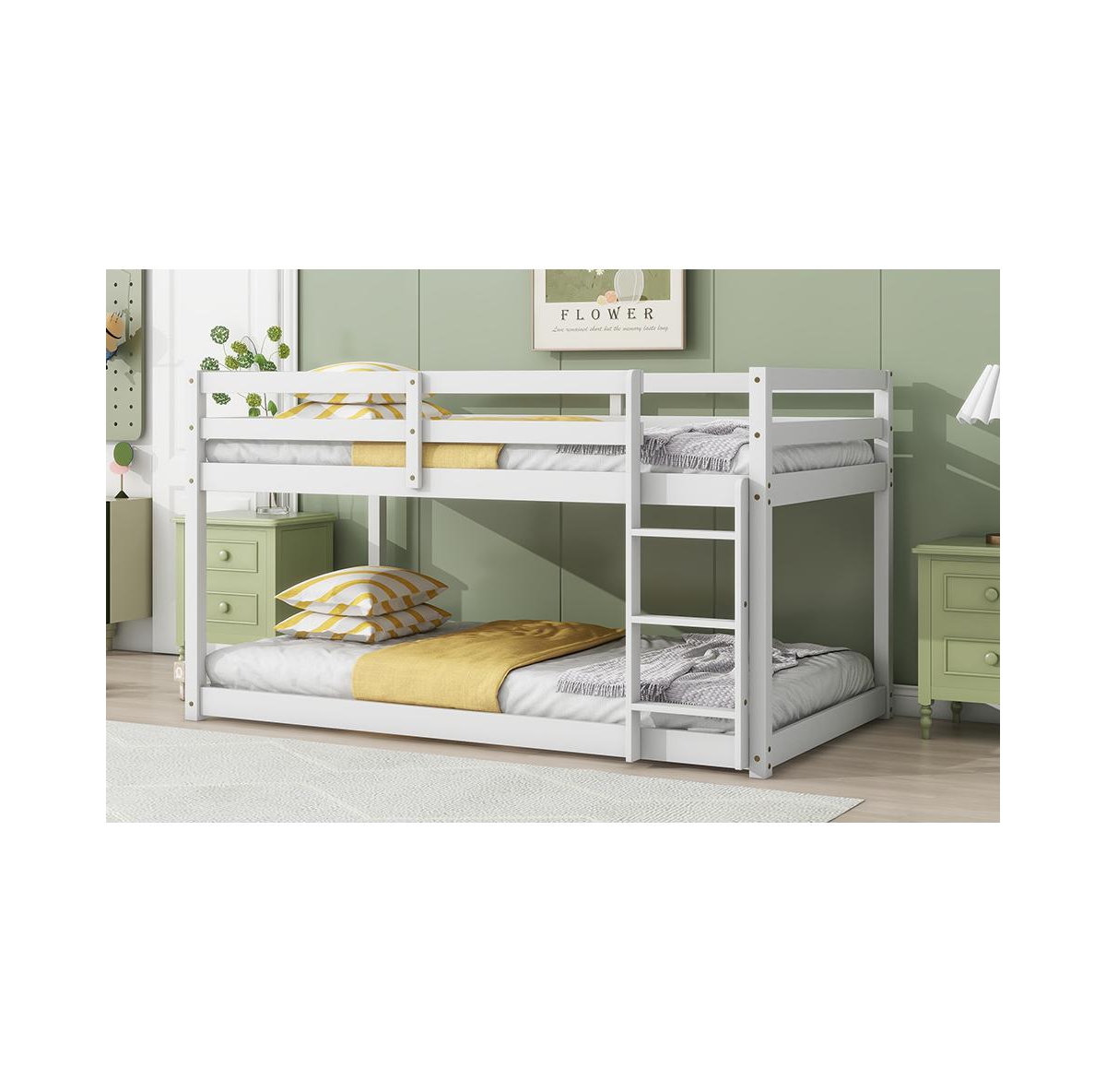 Click here for Sailvan Twin over Twin Floor Bunk Bed with Ladder... prices