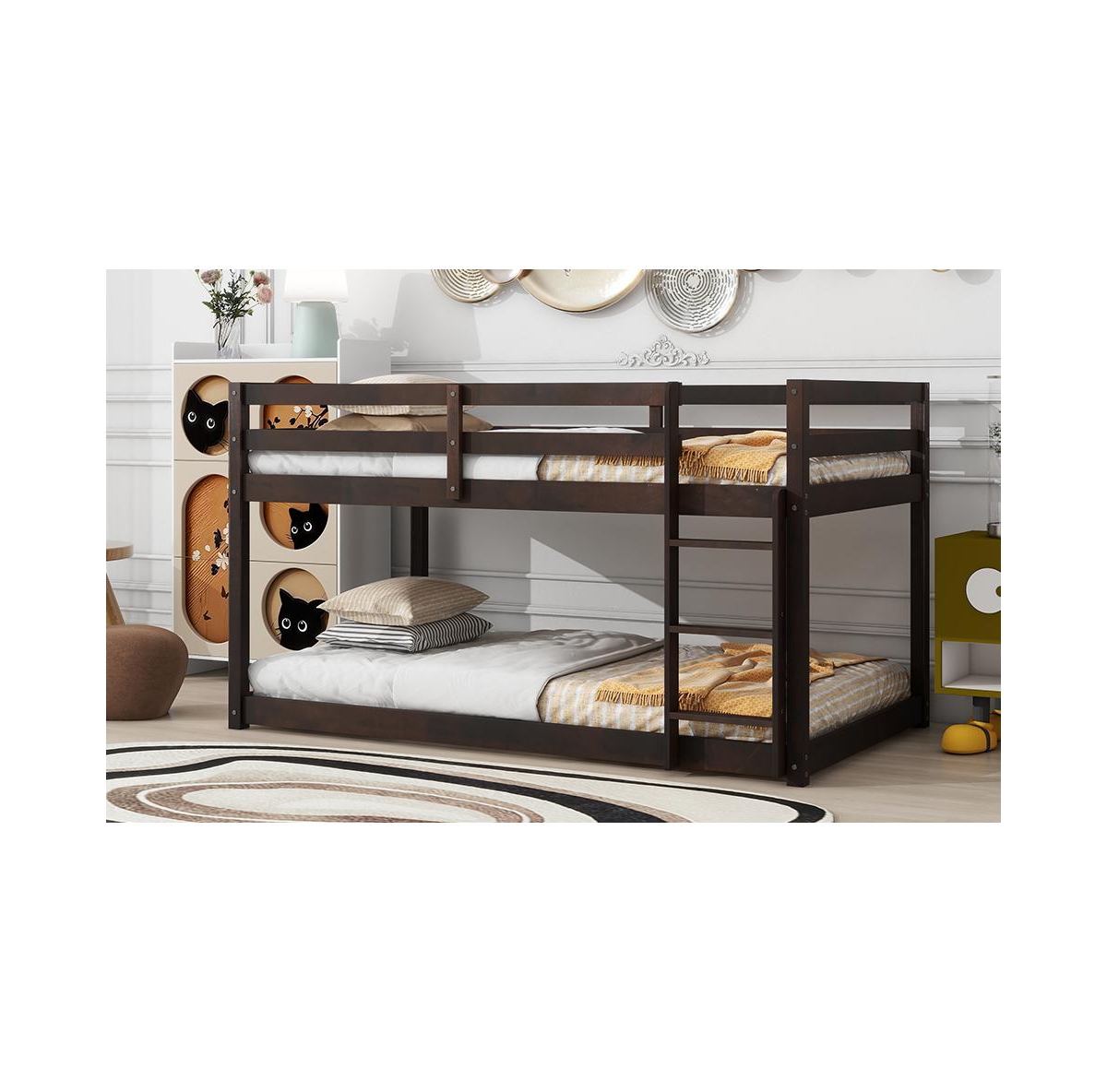 Click here for Sailvan Twin over Twin Floor Bunk Bed with Ladder... prices