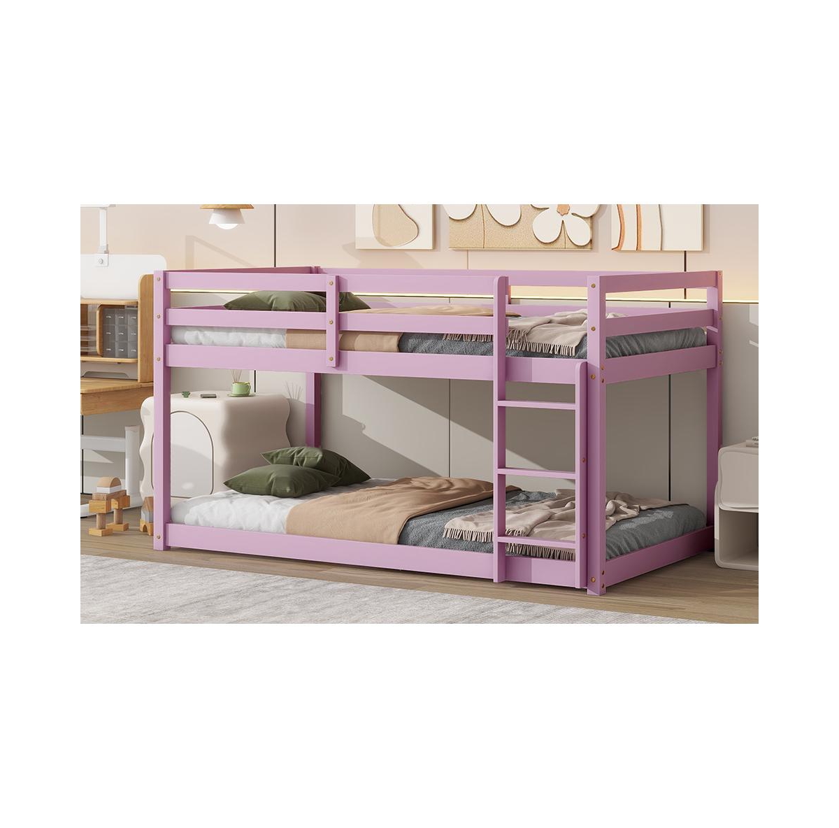 Click here for Sailvan Twin over Twin Floor Bunk Bed with Ladder... prices