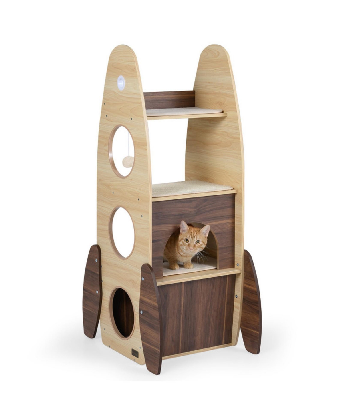 Click here for Hongge Rocket-Shaped 47 Inch Wooden Cat Tower with... prices