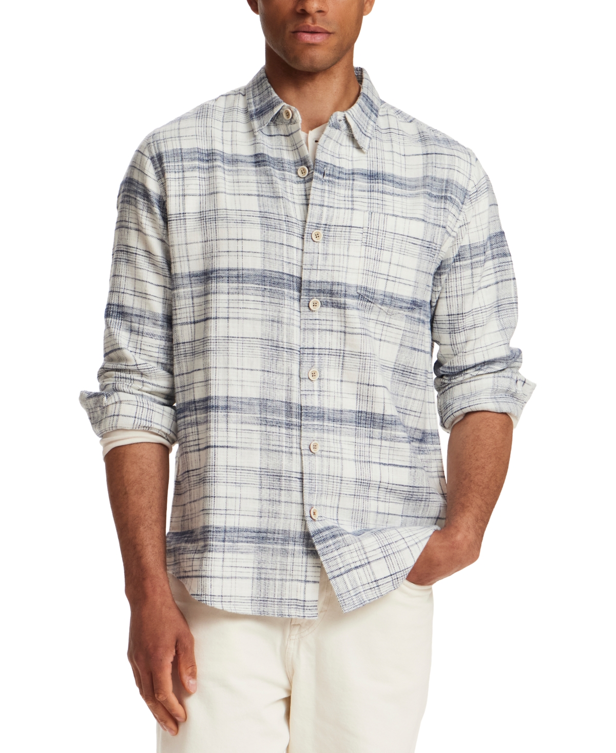 Click here for Weatherproof Vintage Mens Slub Flannel Plaid Shirt... prices