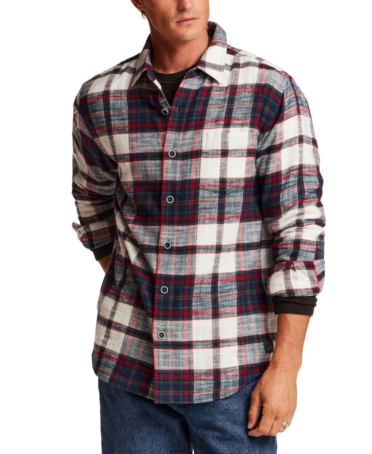 Click here for Weatherproof Vintage Mens Slub Flannel Plaid Shirt... prices