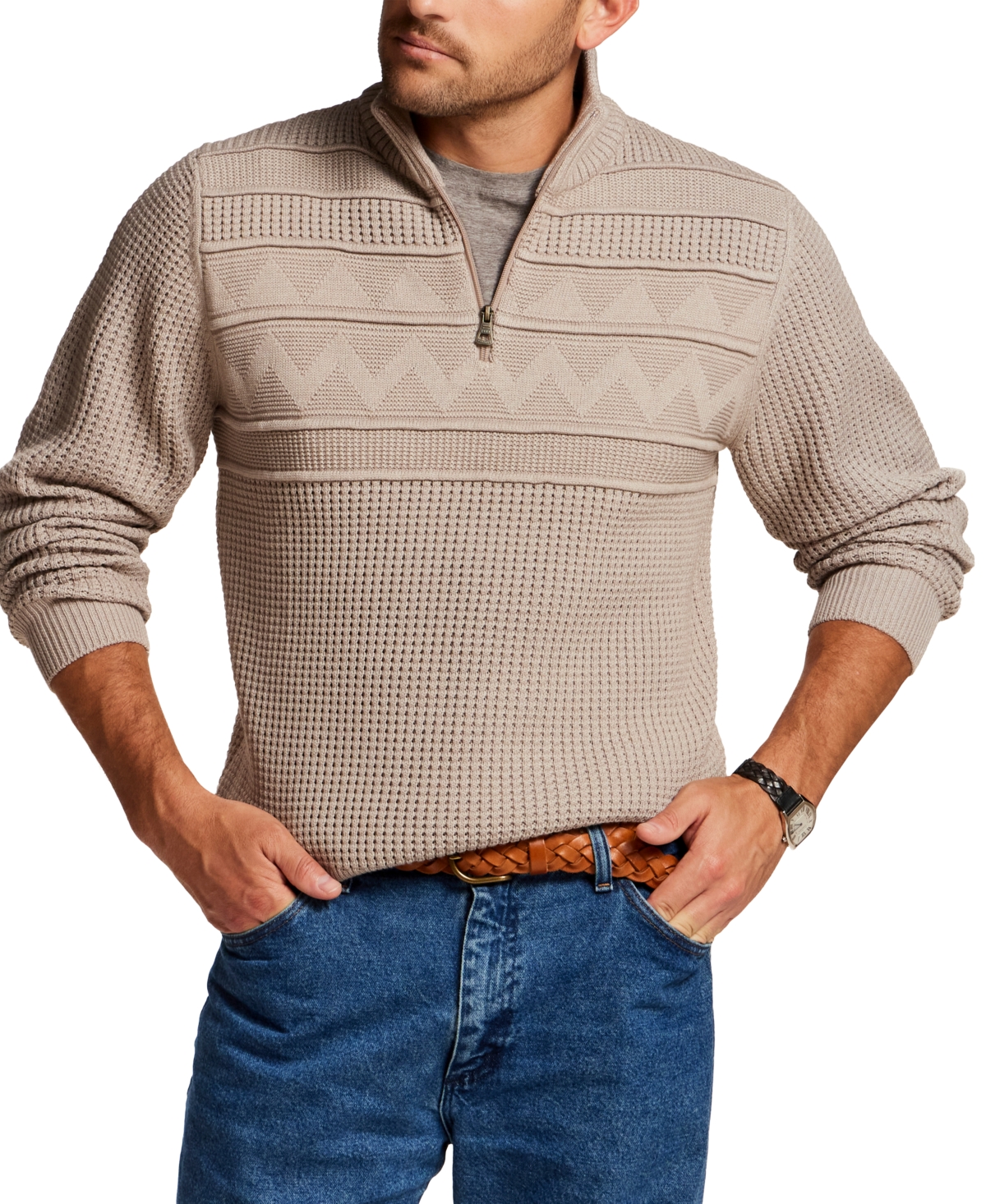 Click here for Weatherproof Vintage Mens Textured Zig Zag Yoke Qu... prices