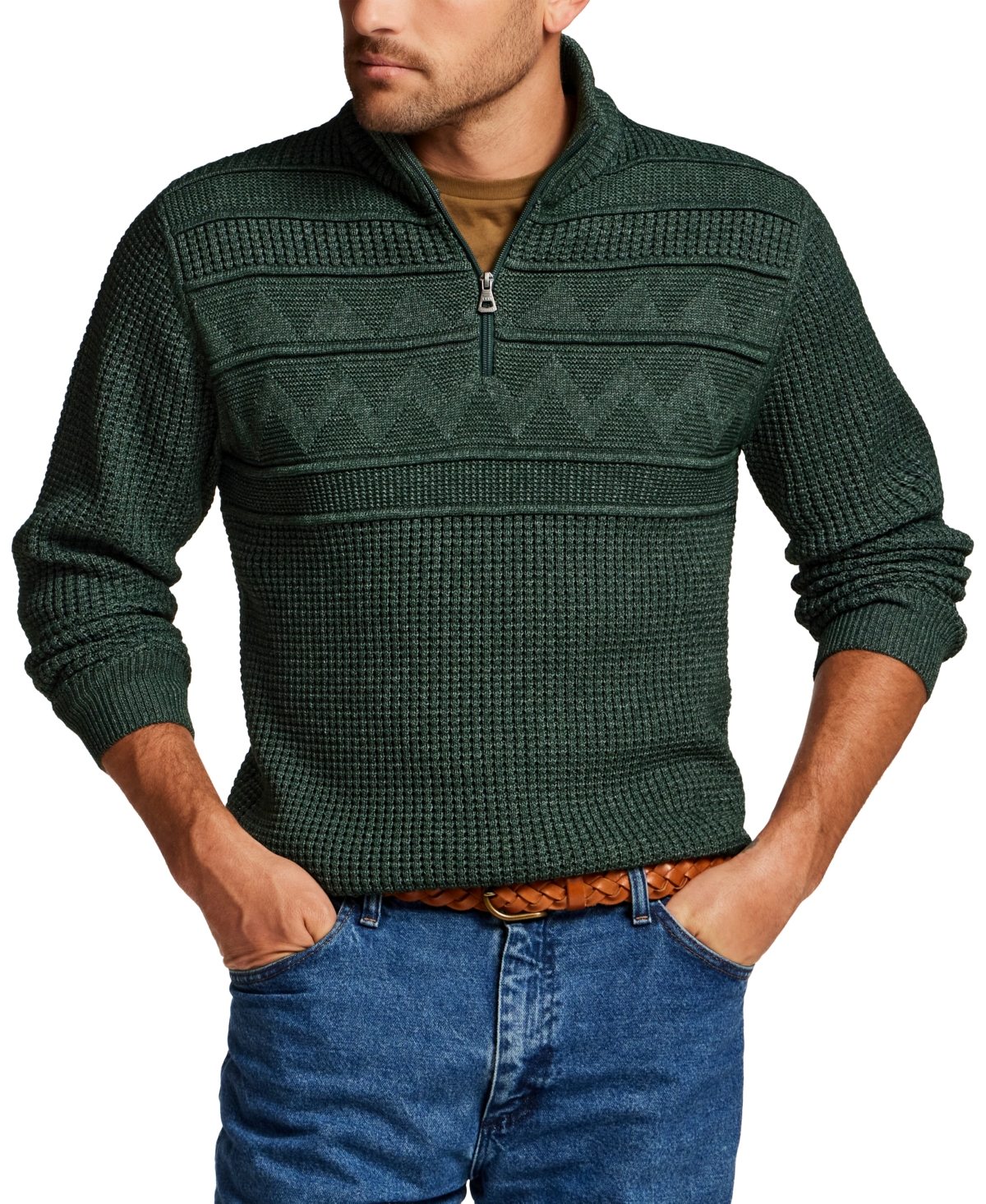 Click here for Weatherproof Vintage Mens Textured Zig Zag Yoke Qu... prices