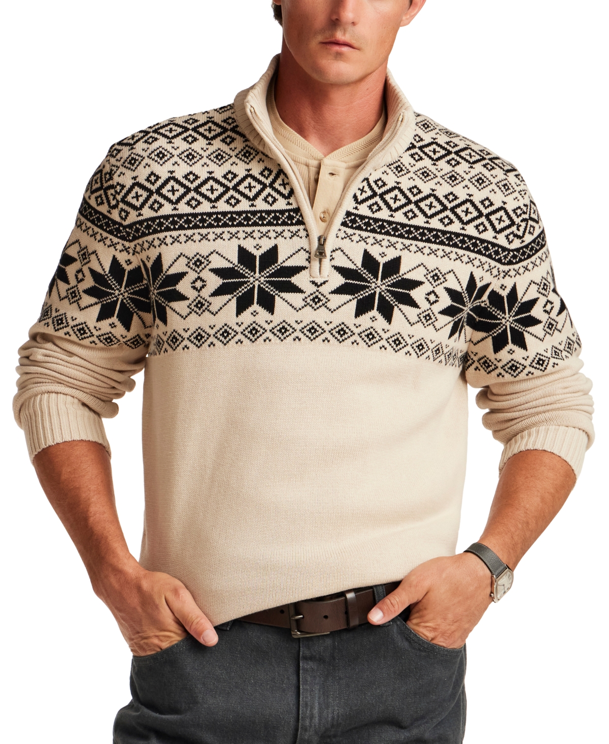 Click here for Weatherproof Vintage Mens Snowflake Yoke Quarter-Z... prices
