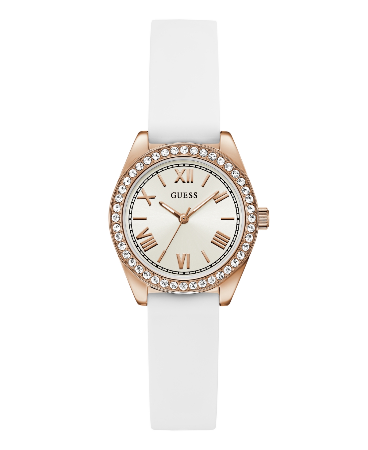 Click here for Guess Womens Quartz White Silicone Watch 30mm - Wh... prices
