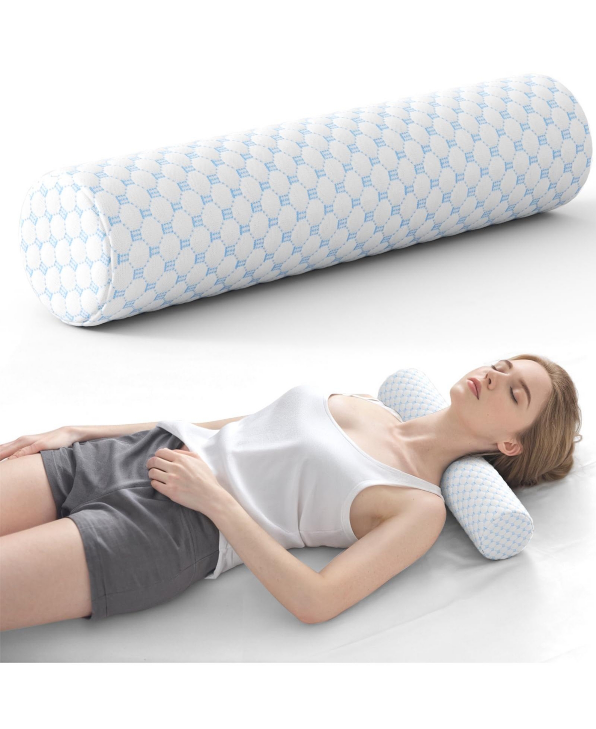 Click here for Piscifun Memory Foam Neck Roll Pillow Cooling Supp... prices
