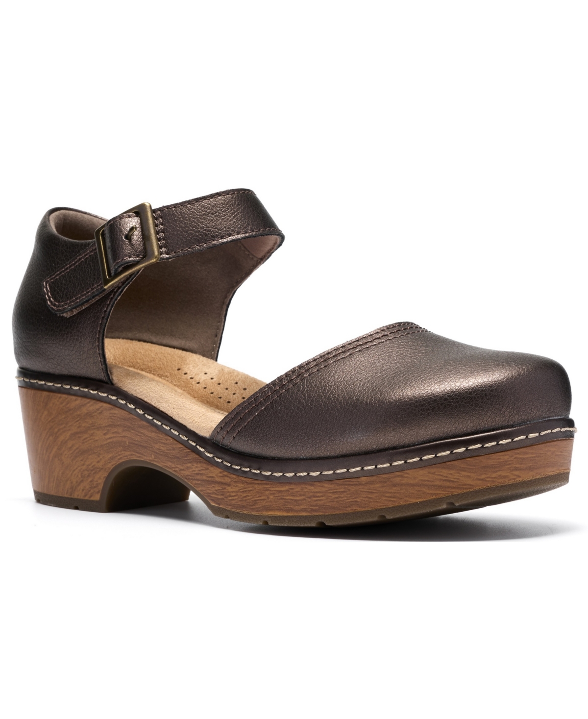 Click here for Clarks Womens Paizlee Leah Buckle Clogs - Metallic... prices