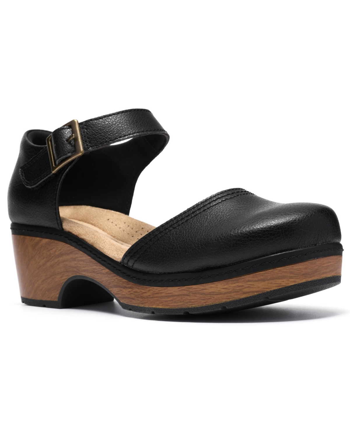 Click here for Clarks Womens Paizlee Leah Buckle Clogs - Black Le... prices