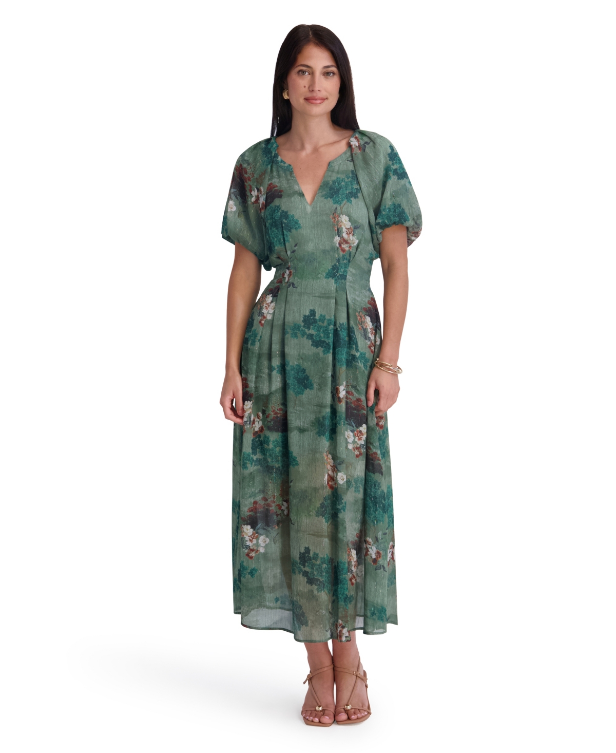 Click here for Kensie Womens Floral-Print Lurex Chiffon Midi Dres... prices
