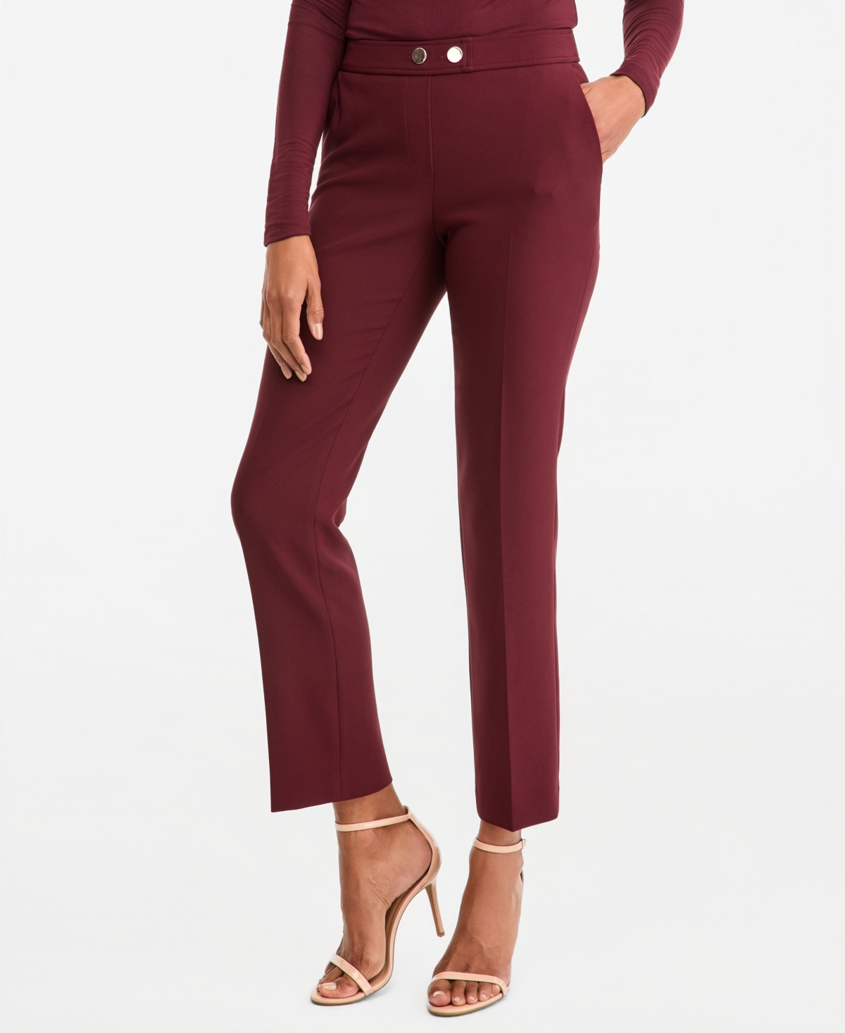 Click here for Anne Klein Womens Mid-Rise Straight-Leg Pants - Ba... prices