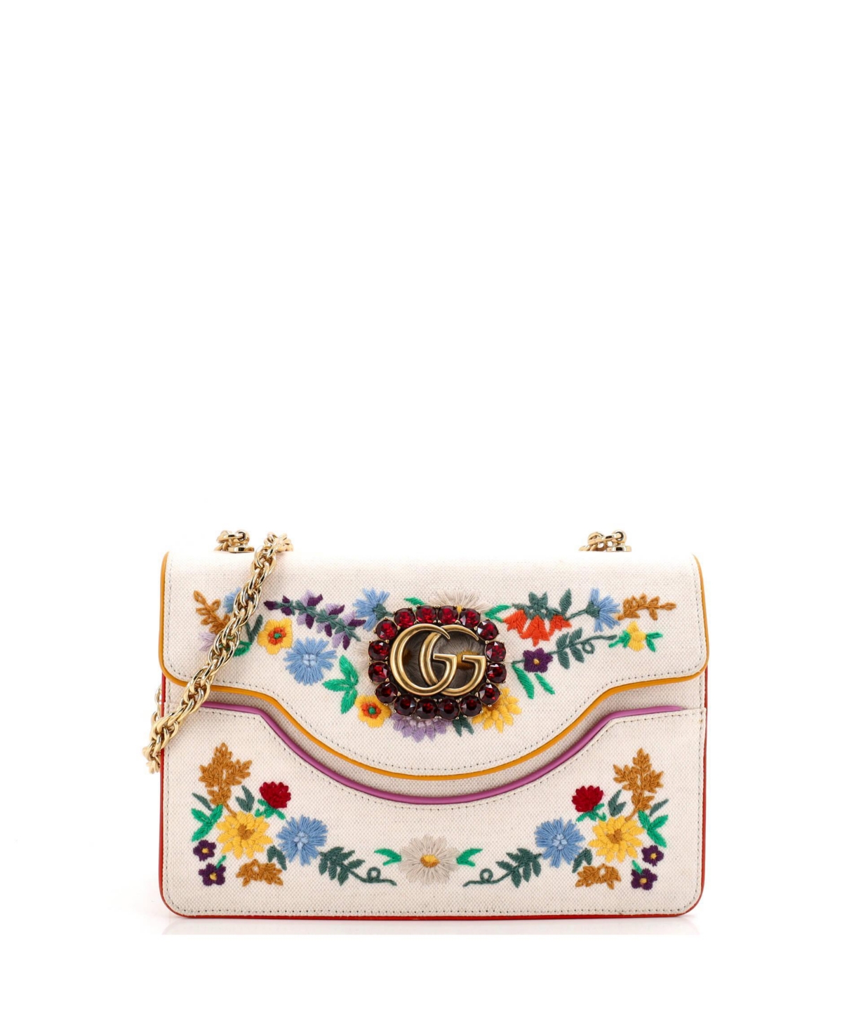Click here for Pre-Owned Gucci Small Linea Ricami Shoulder Bag Em... prices