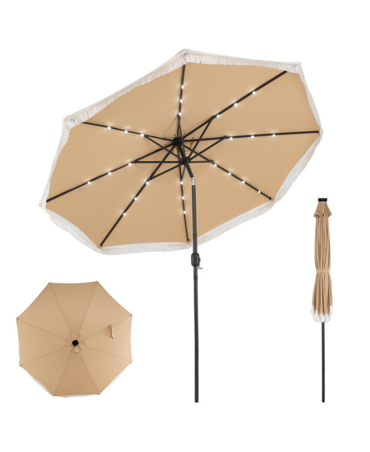 Click here for Gouun Solar Patio Umbrella with 24 Led Lights and... prices