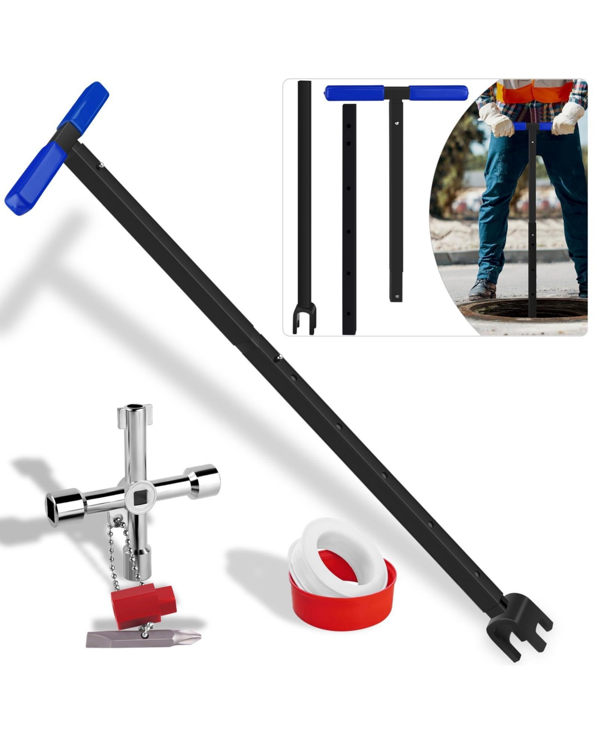 Click here for Xdovet Water Meter Key Shut Off Tool 4-Way T-Handl... prices