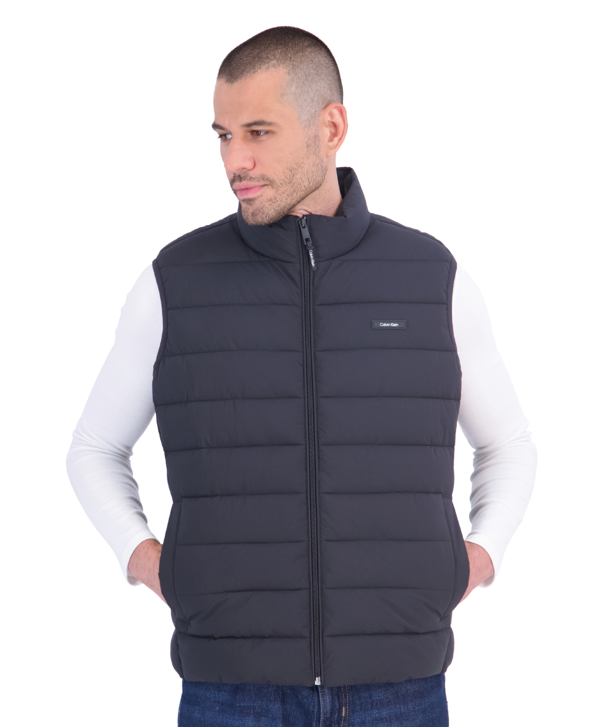 Click here for Calvin Klein Mens Quilted Puffer Stretch Vest - Ir... prices