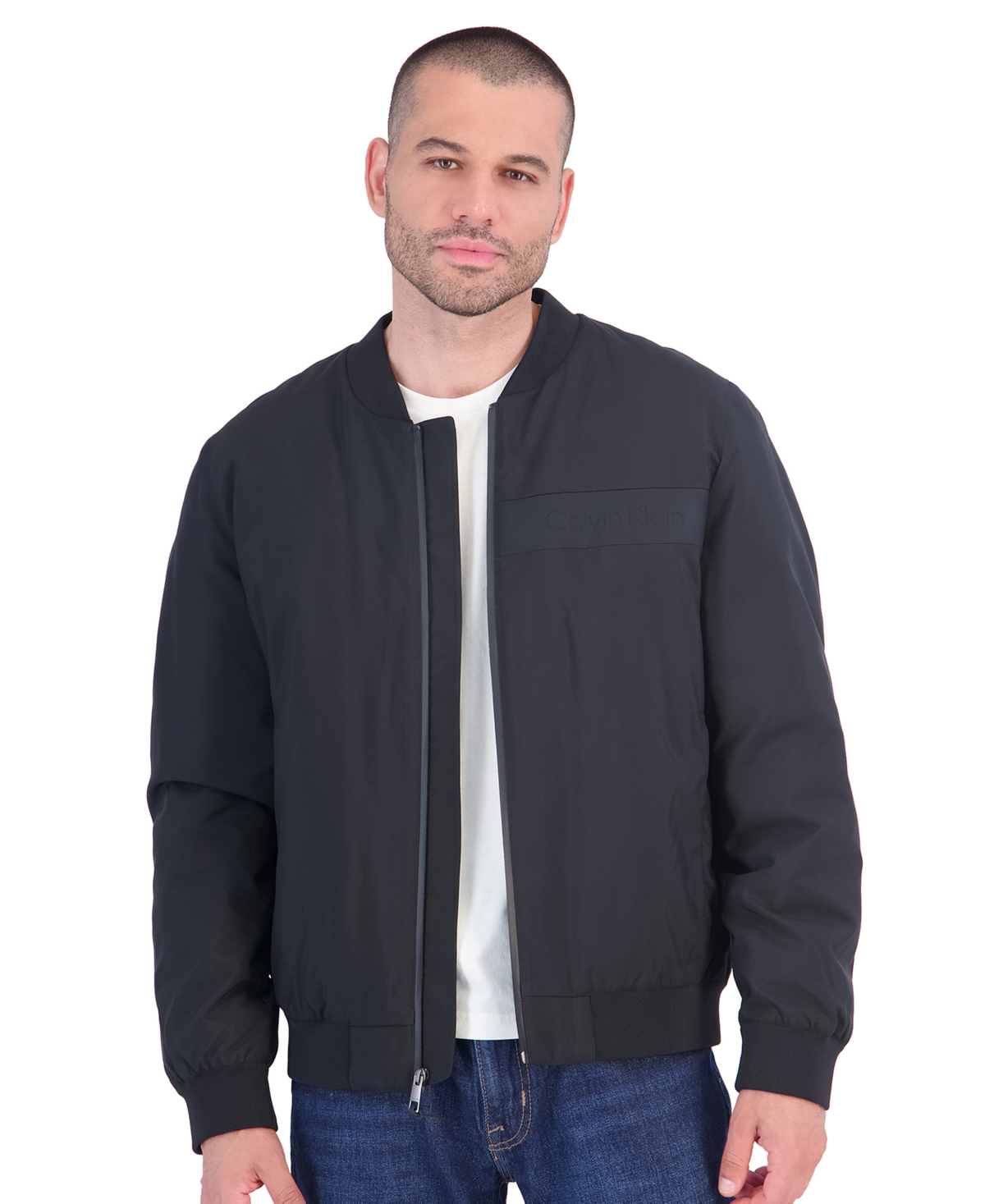 Click here for Calvin Klein Mens Chest Pocket Bomber Jacket - Bla... prices