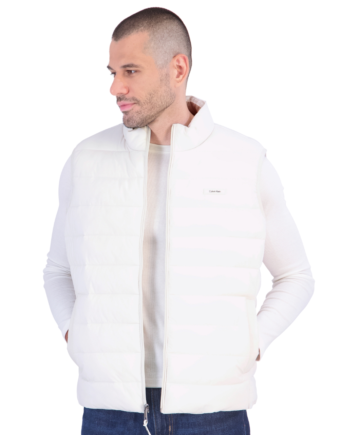 Click here for Calvin Klein Mens Quilted Puffer Stretch Vest - Wh... prices