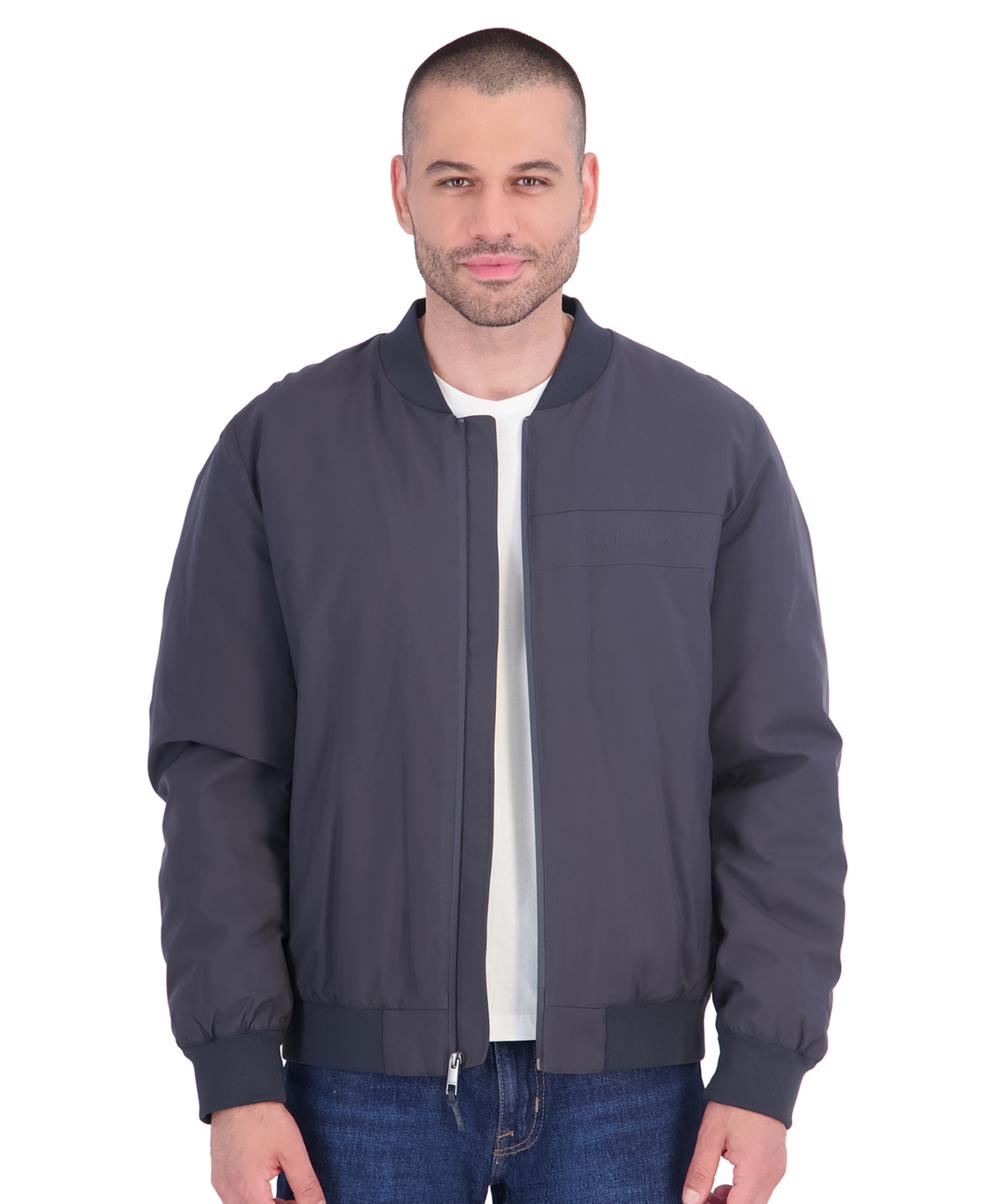 Click here for Calvin Klein Mens Chest Pocket Bomber Jacket - Cha... prices