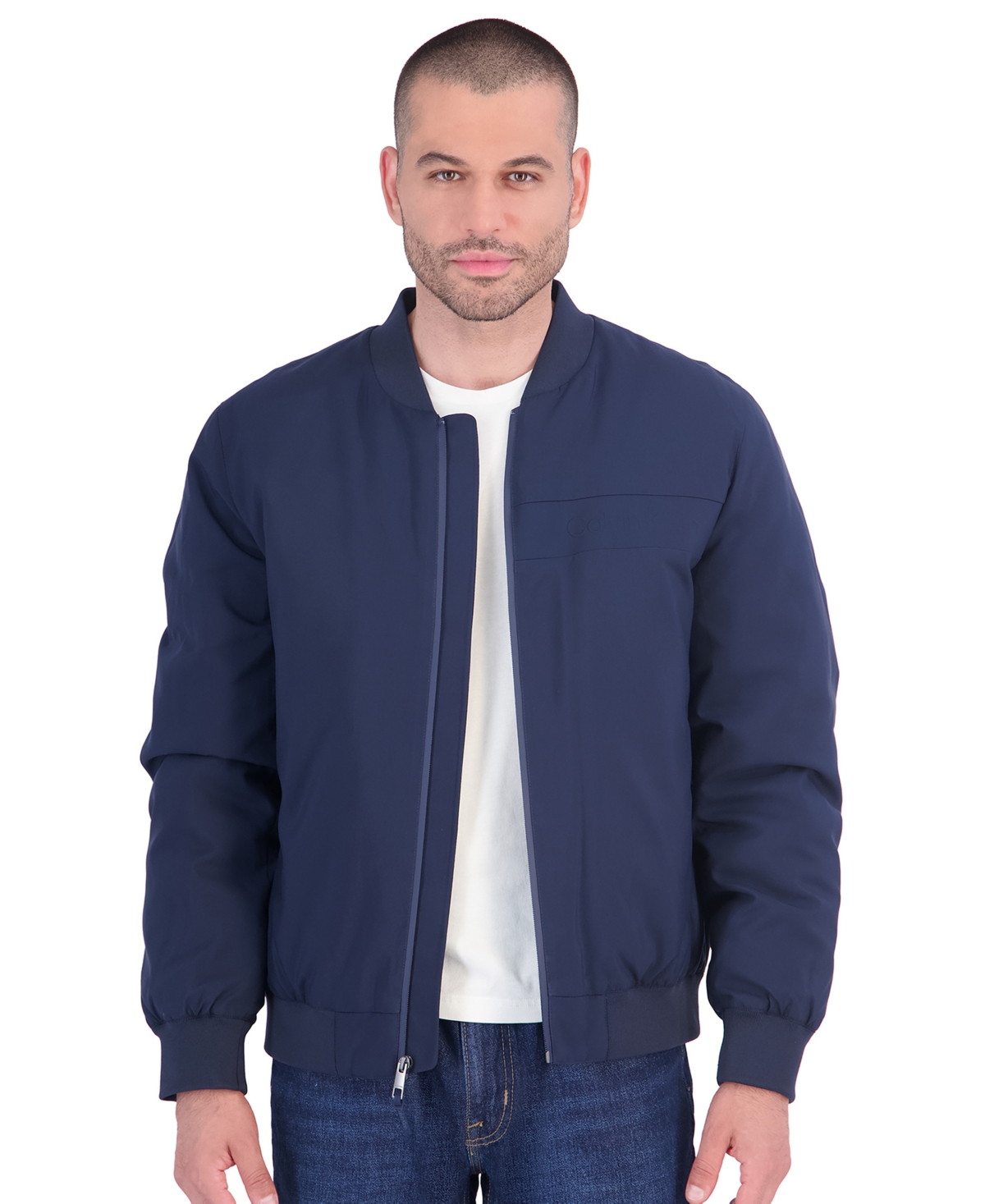 Click here for Calvin Klein Mens Chest Pocket Bomber Jacket - Nav... prices