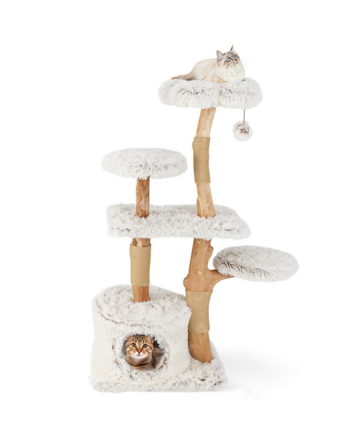 Click here for Sugift 53 in Modern Wooden Cat Tree Tower with Nat... prices
