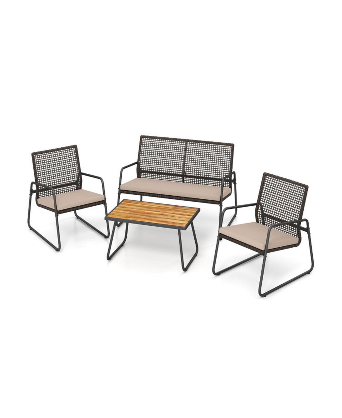 Click here for Sugift 4-Piece Patio Furniture Set with Acacia Woo... prices