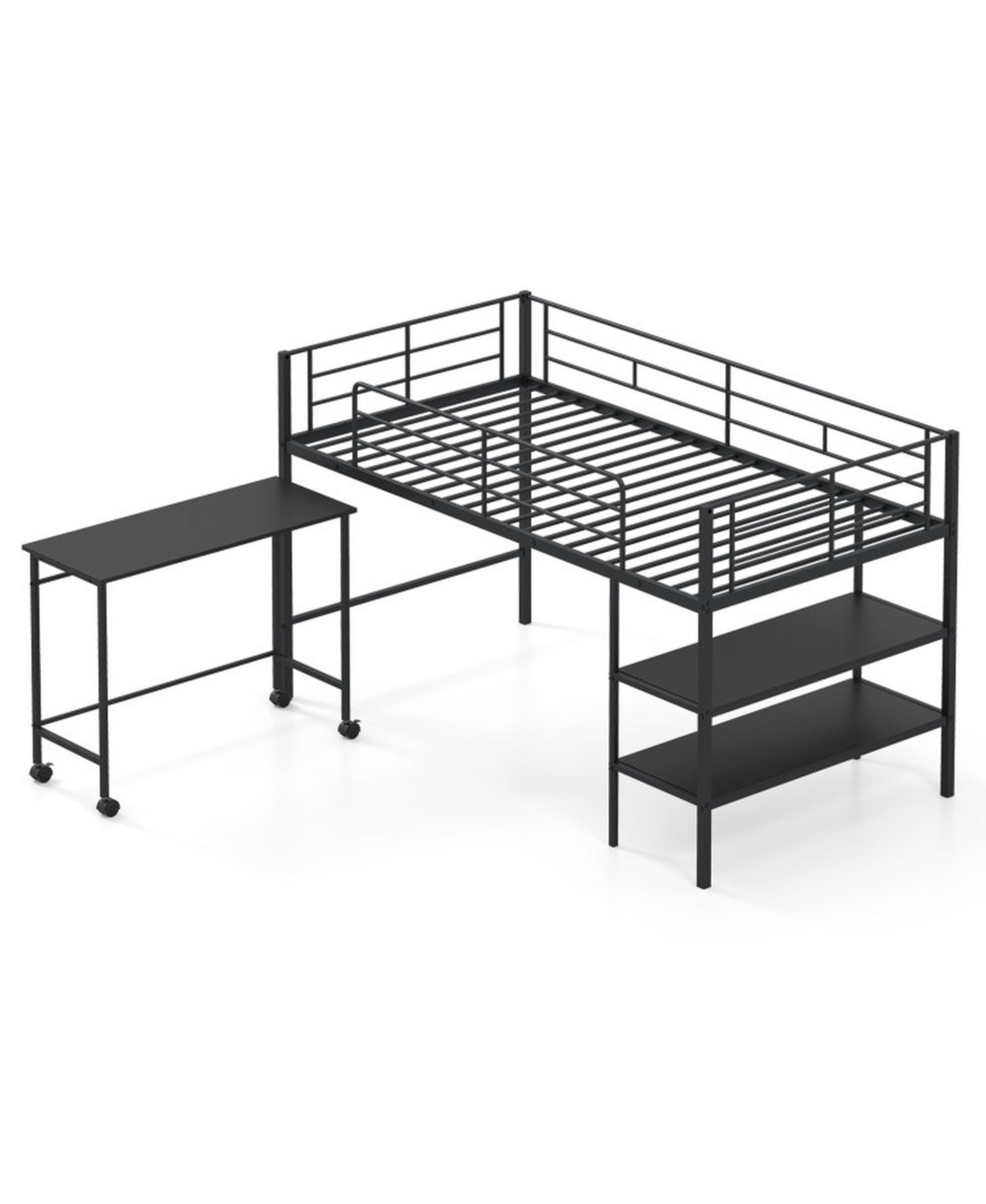 Click here for Sugift Twin Size Metal Loft Bed with Rolling Desk... prices