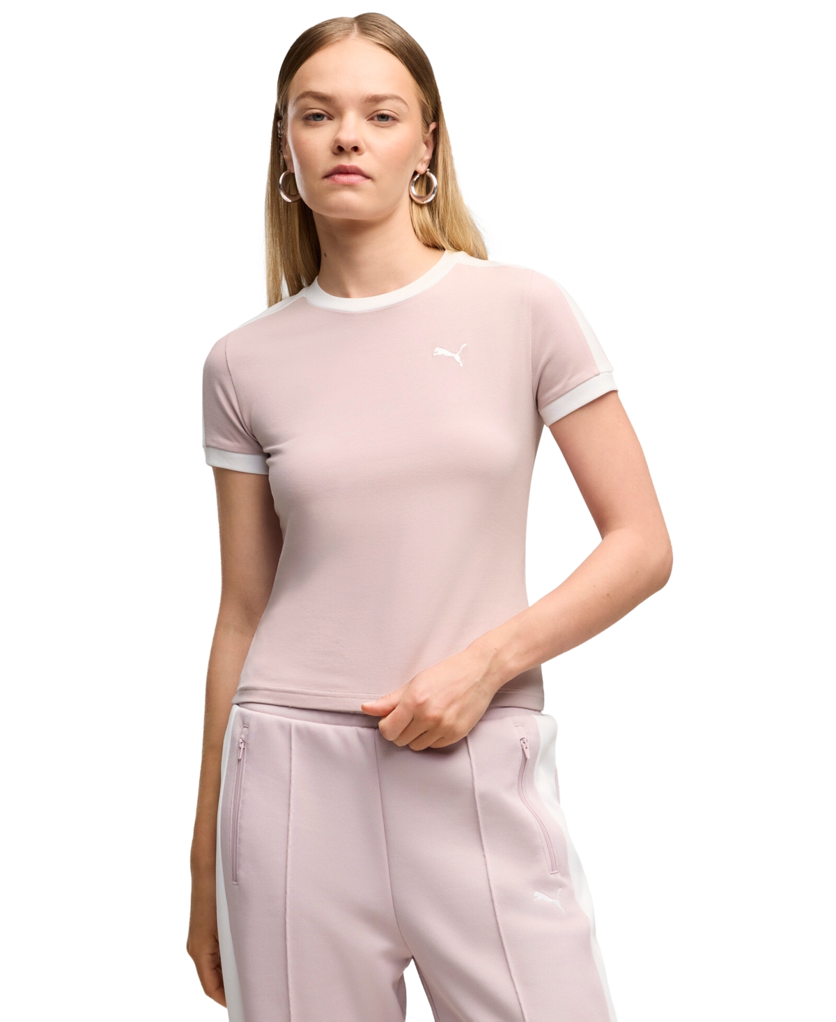 Click here for Puma Womens T7 Slim T-Shirt - Misty Pink prices