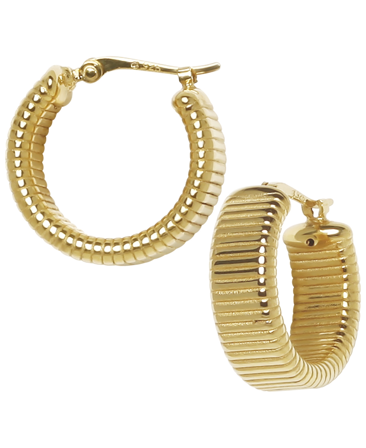 Click here for Macys Sculptured Flat Multi-Ribbed Hoop Earrings i... prices