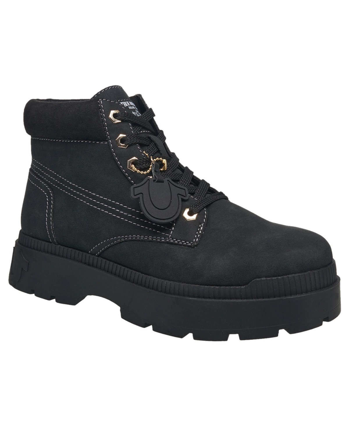Click here for True Religion Mens Brent Faux Suede Work Boot - Bl... prices