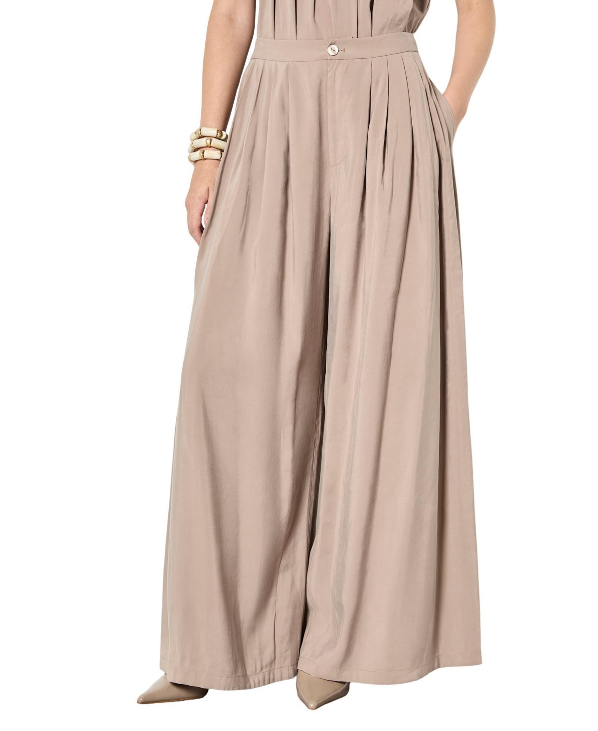 Click here for Apricot Womens Pleat Detail Super Wide Trouser - S... prices
