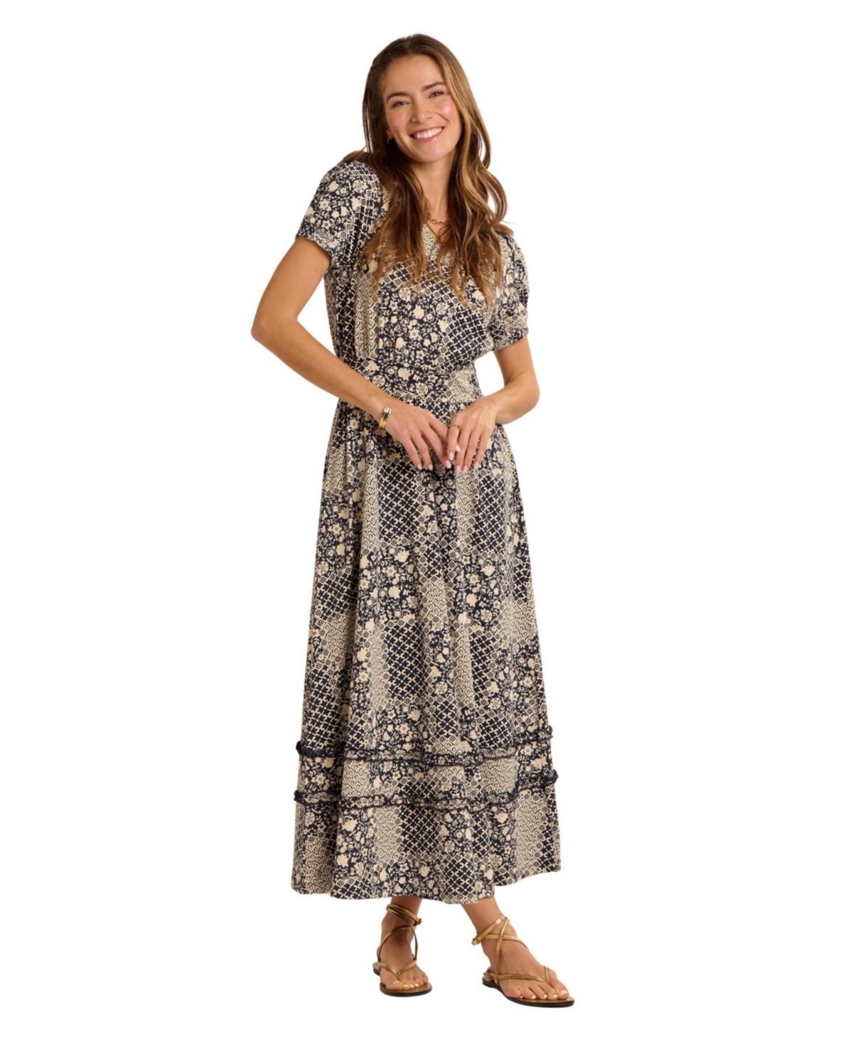 Click here for Brakeburn Womens Katerina Printed Maxi Dress - Nav... prices
