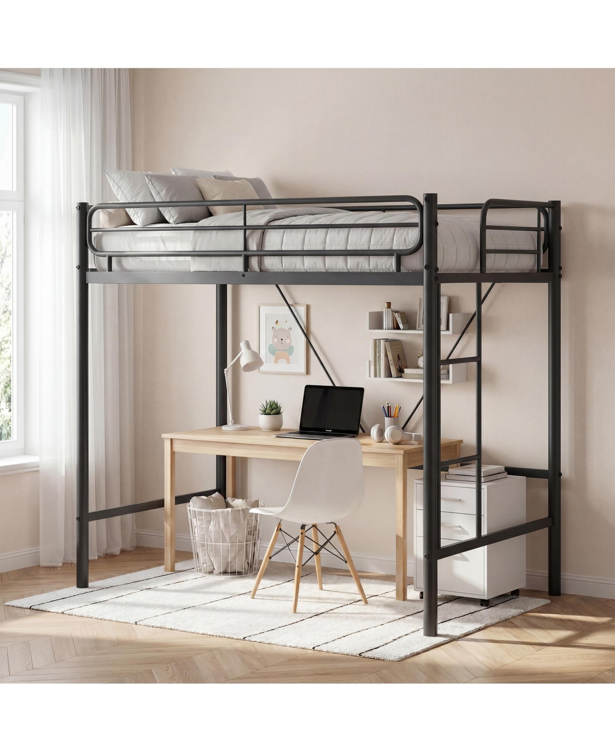 Click here for homfan Heavy Duty Twin Loft Bed  Metal Frame with... prices