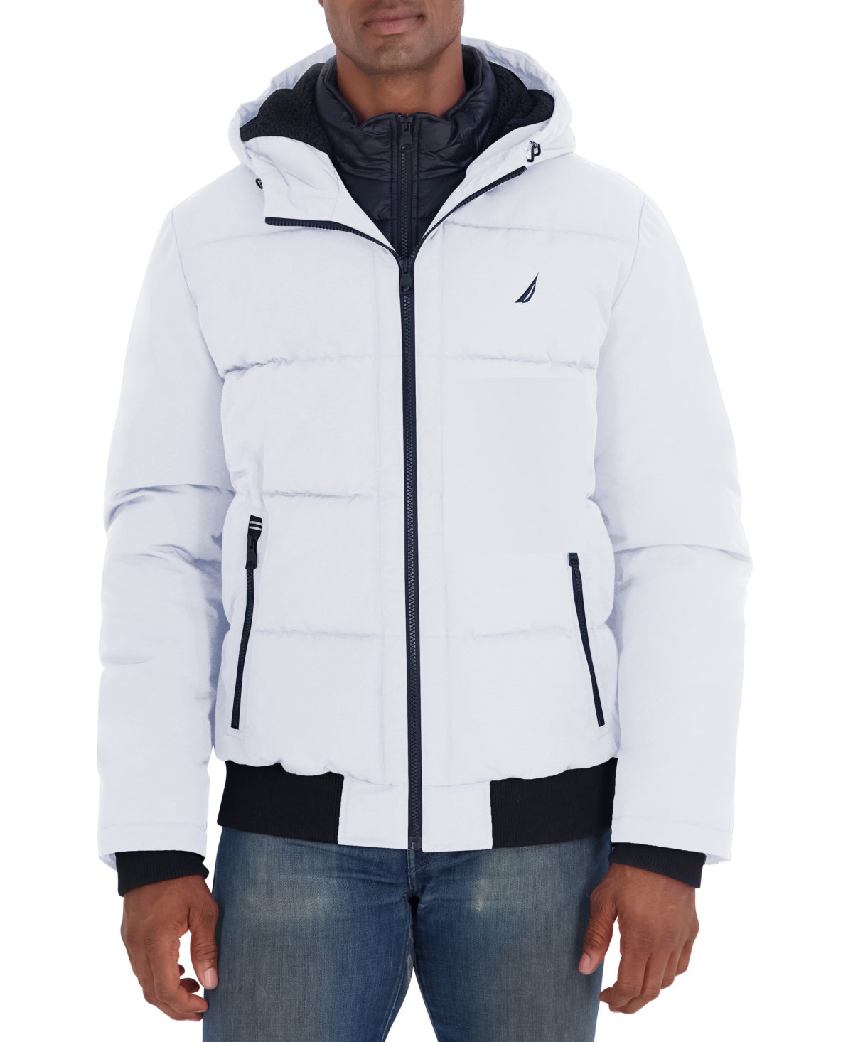 Click here for Nautica Mens Mix-Quilted Bomber Jacket - Cloud Gra... prices