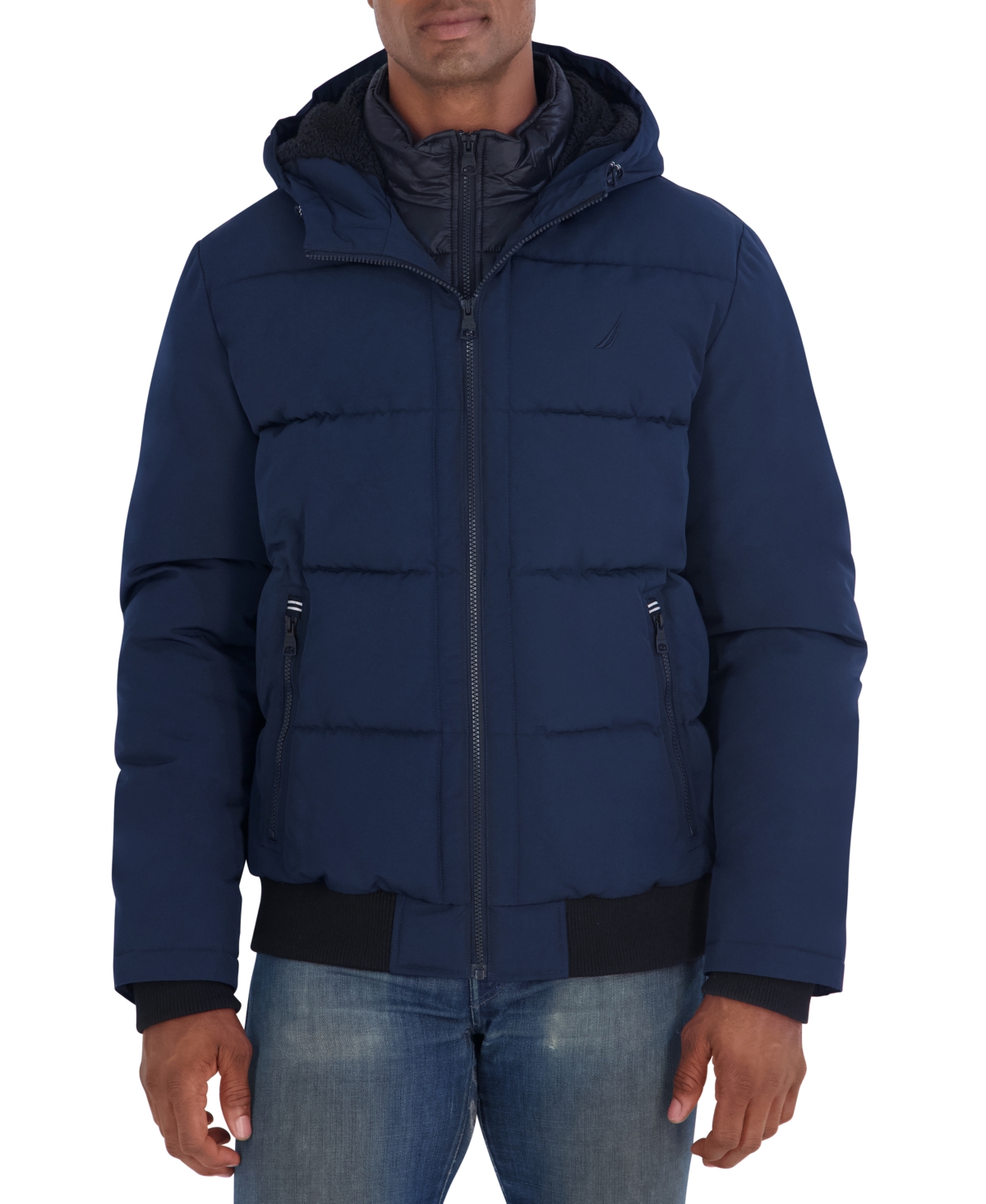 Click here for Nautica Mens Mix-Quilted Bomber Jacket - Navy prices