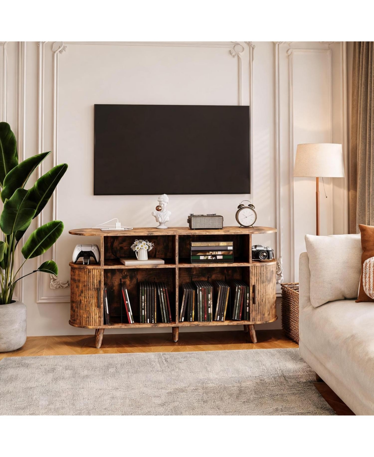 Click here for homfan Round Mid-Century Tv Stand and Media Consol... prices