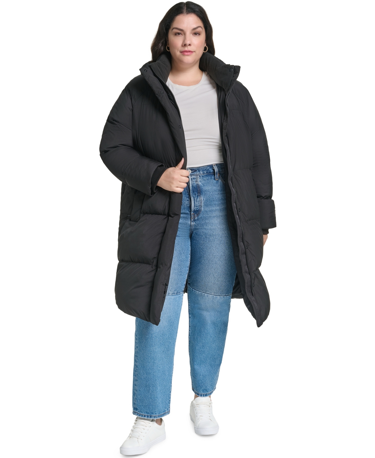 Click here for Levis Plus Size Hooded Puffer Mid-Length Jacket -... prices